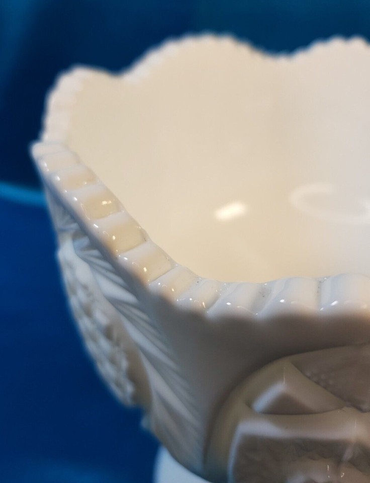 Vintage McKee Glass Prescut White Milk Glass Footed Compote Bowl | eBay