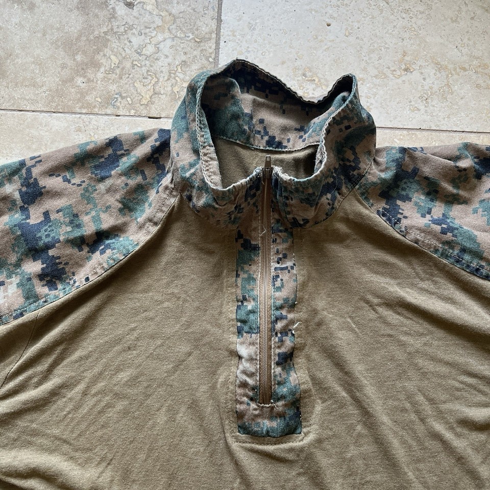 USMC Marine Corps Woodland Frog Shirt USGI Issue Used L-R Large Regular ...