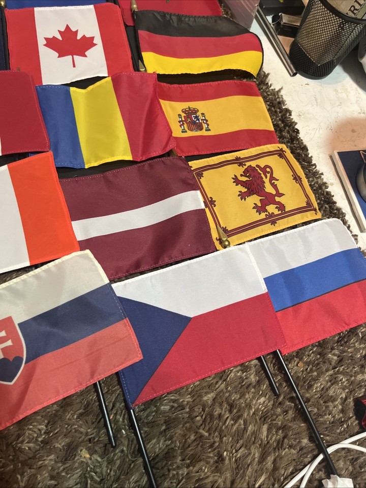 Lot of 32 Desk Display Flags Multiple Countries | eBay