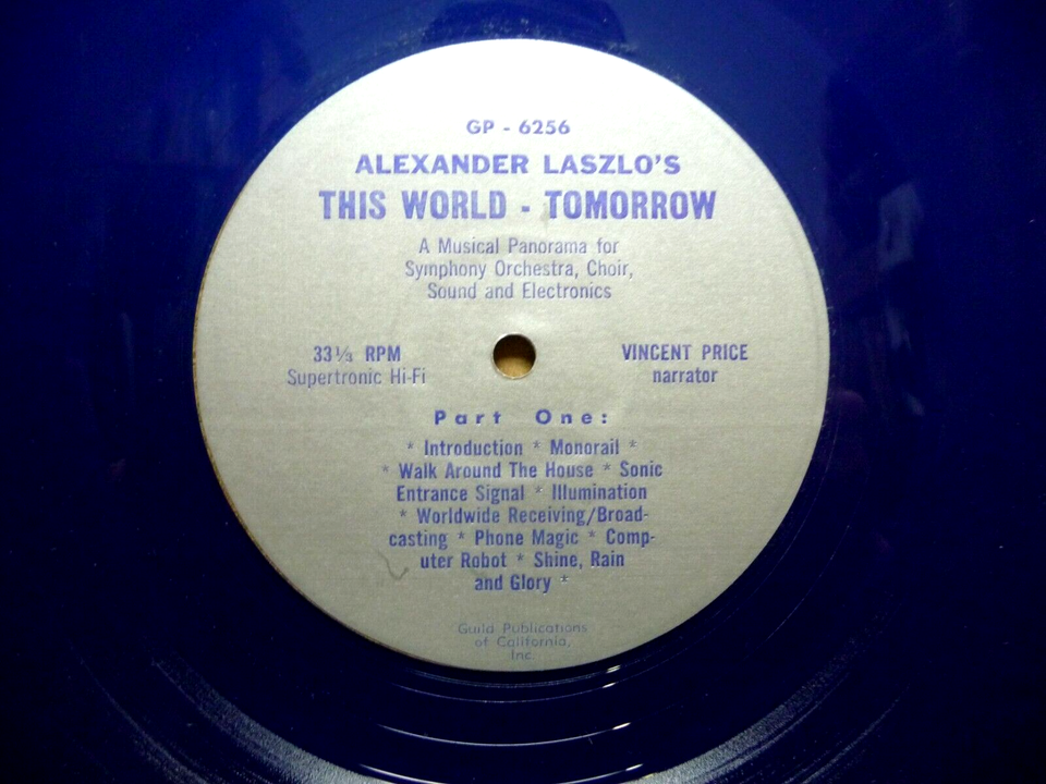 Alexander Laszlo/VINCENT PRICE This World Tomorrow BLUE VINYL LP 62 ...