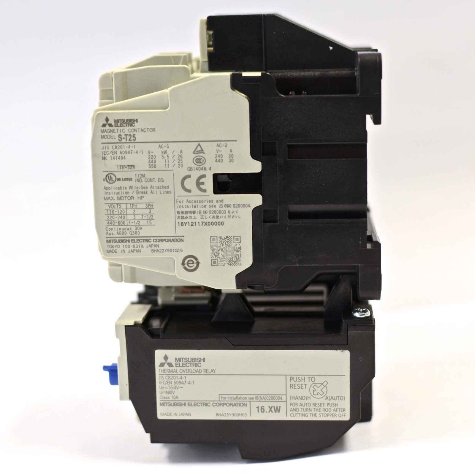 MITSUBISHI Contactor S-T25 3A2a2b Coil: 200V~240V + Overload Relay TH ...
