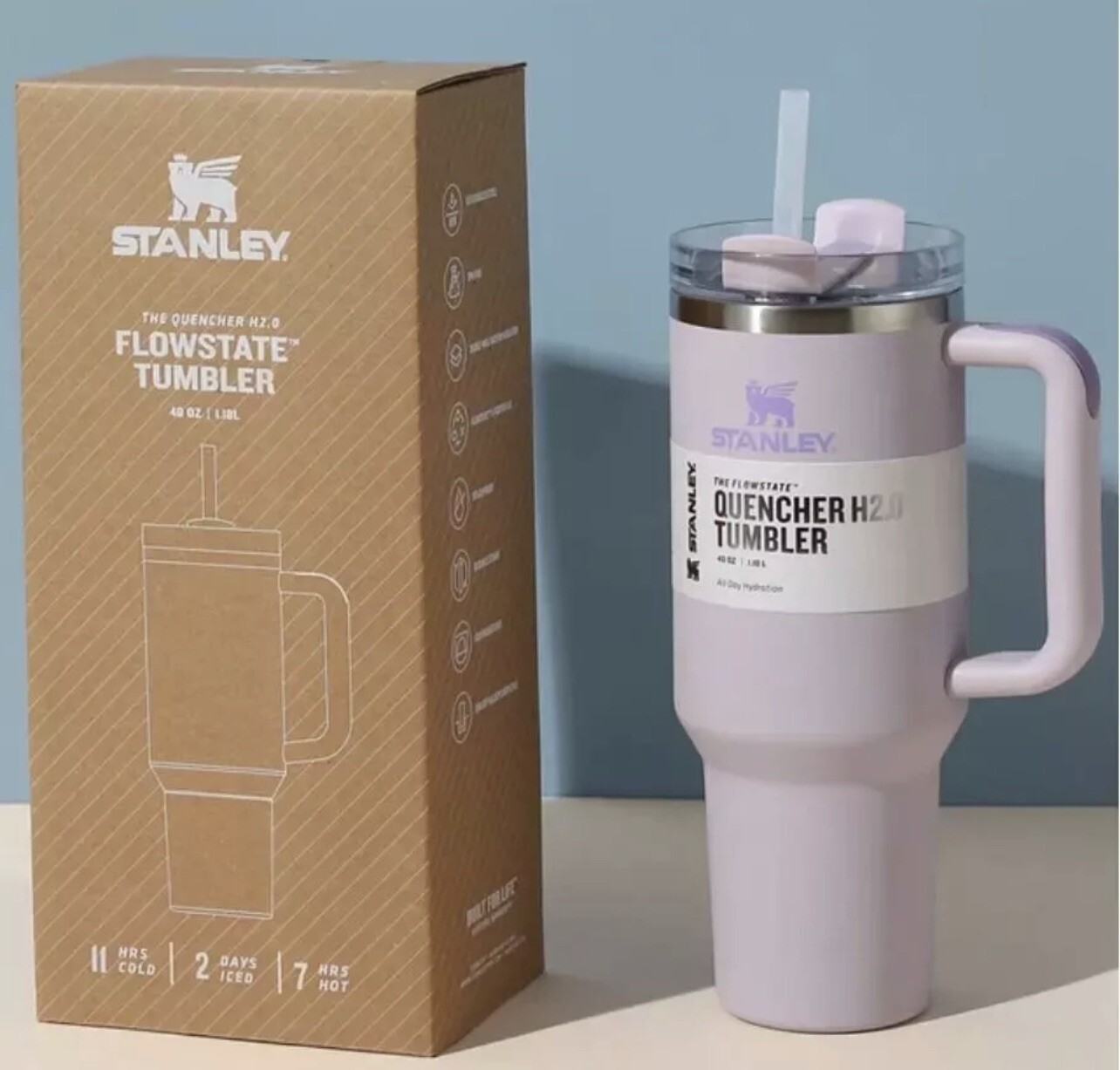 Stanley 40oz Lilac Purple Tumbler Stainless Steel H2.0 FlowState Quencher