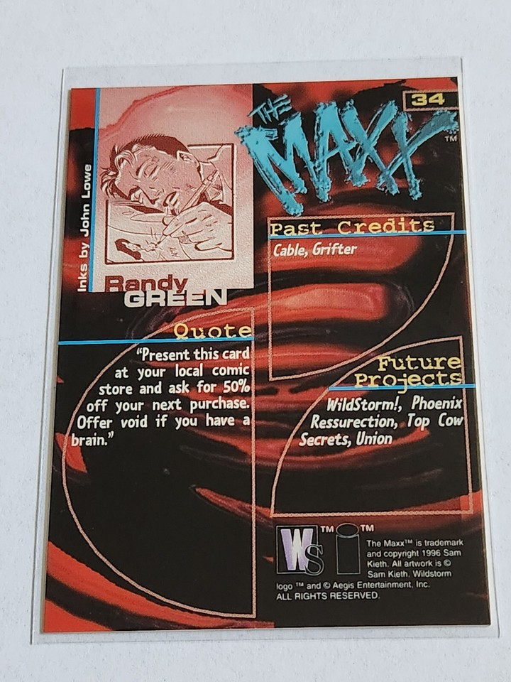 1996 THE MAXX RANDY GREEN #34 by WILDSTORM COMIC CARD | eBay
