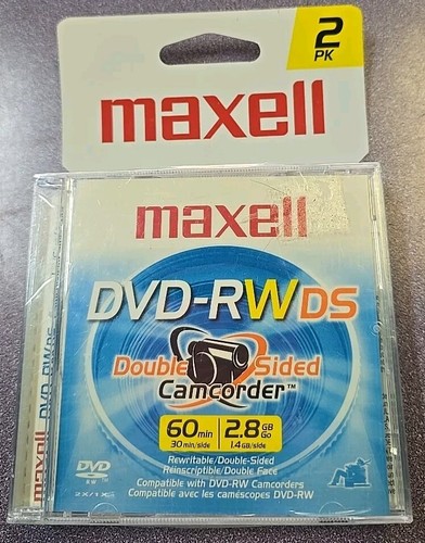 2 Pack Maxell DVD-RW 30 Min Camcorder Discs - DOUBLE SIDED (NEW) | eBay