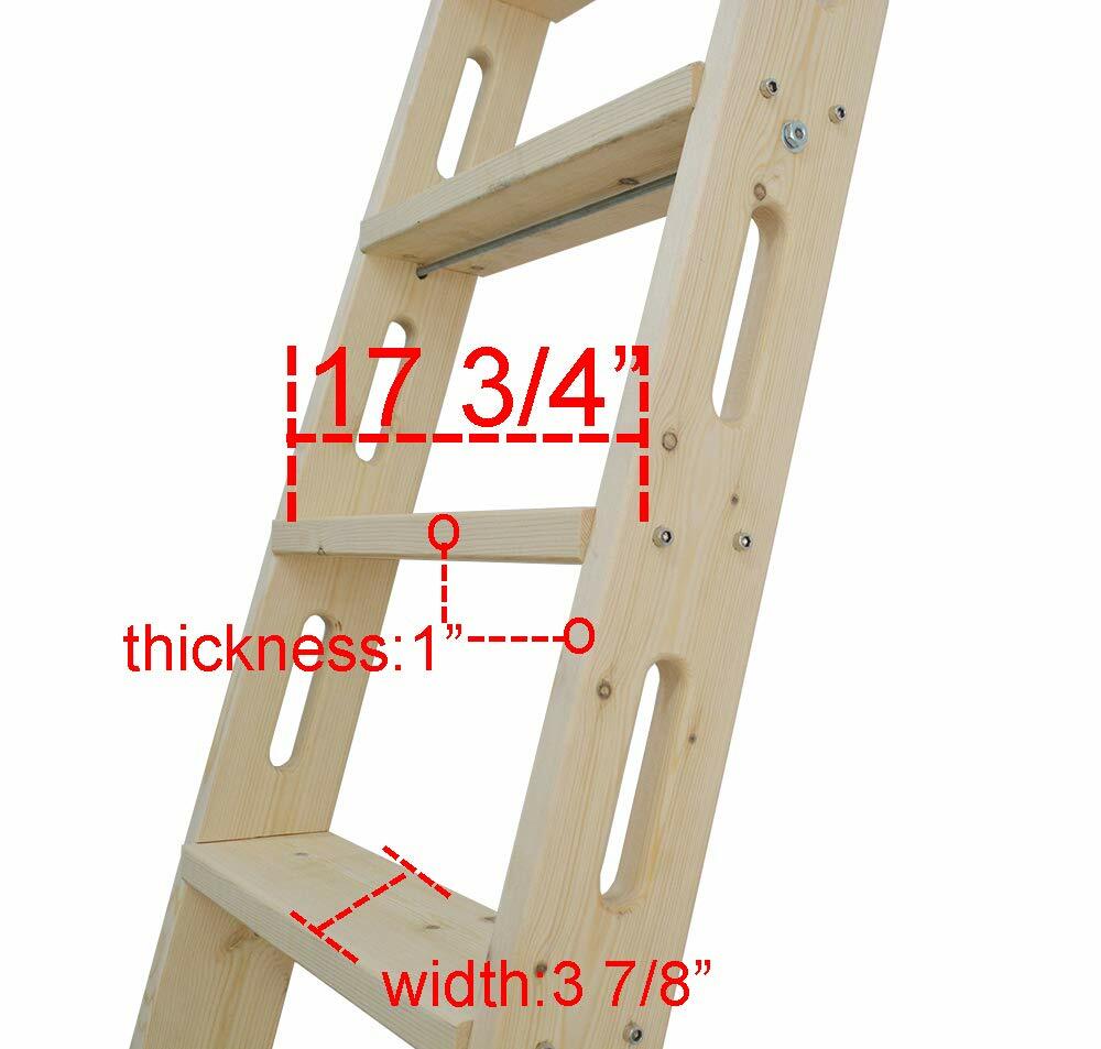 DIYHD Knotty Pine Wood Sliding Library Ladder | eBay