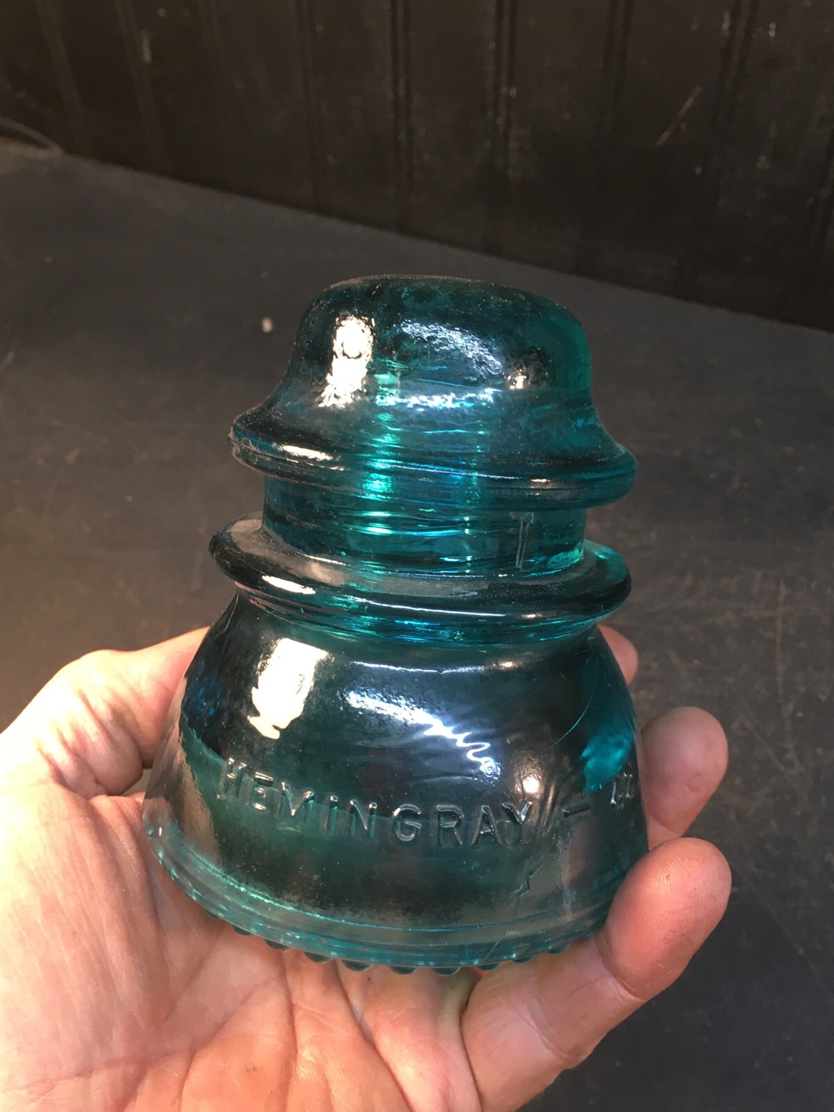 Vintage Hemingray Insulator Bulb, NO 42 Teal Green Swirls | eBay