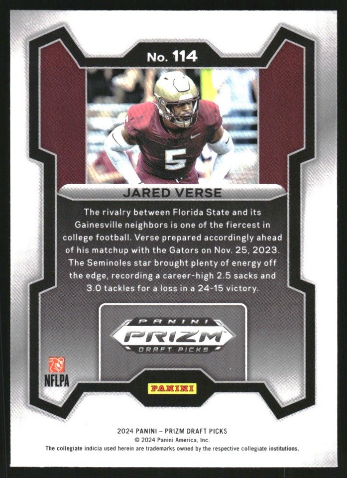 2024 Panini Prizm Draft Picks #114 Jared Verse - FB | eBay