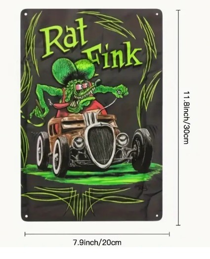 RAT FINK "BIG DADDY ED ROTH" Tin Metal Sign 7.9 x11.8 Inches Size Bar ...