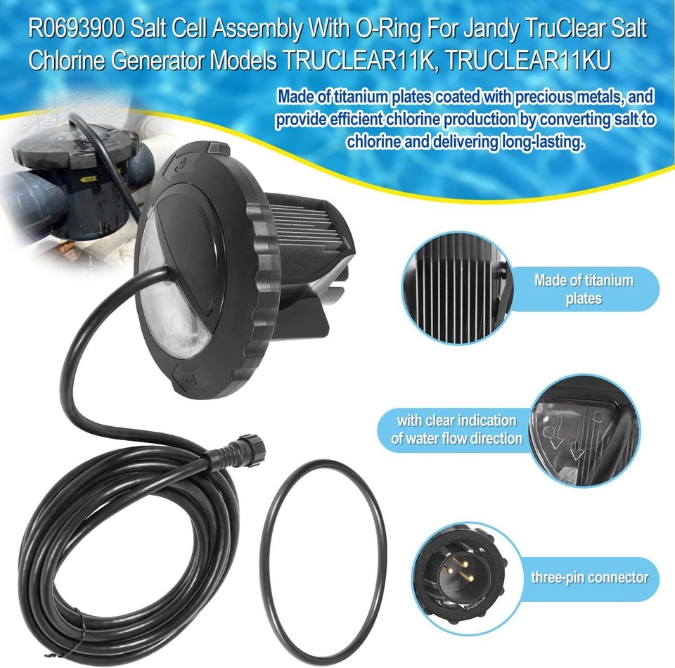 R0693900 Salt Cell Parts w O-Ring For Zodiac Jandy TruClear Salt ...
