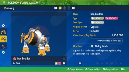 Pokemon Scarlet Violet 6IV Stats Iron Boulder - Paradox Terrakion ...
