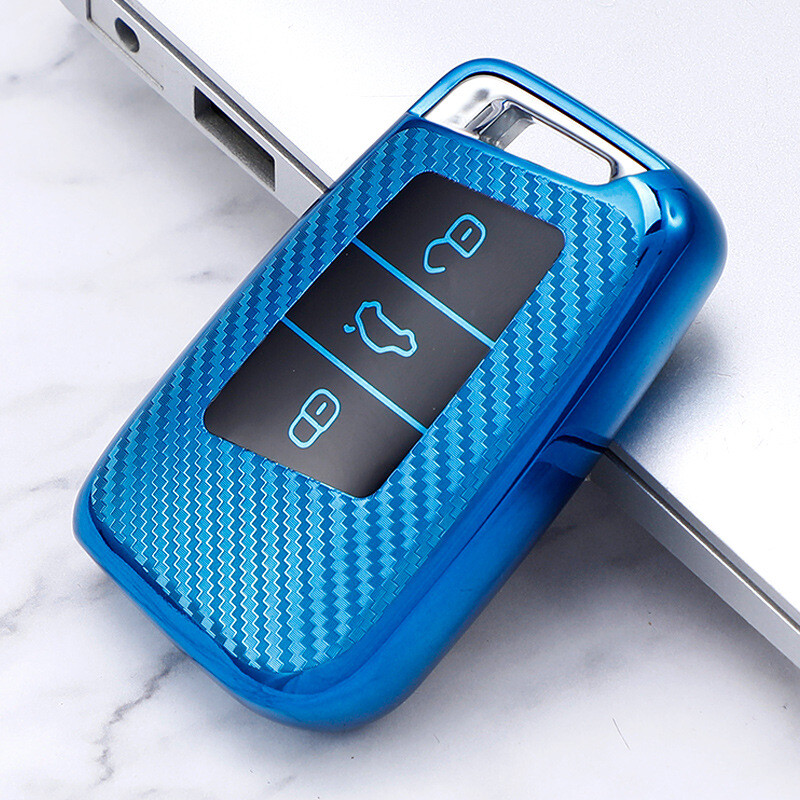 TPU Carbon Fiber Car Remote Smart Key Fob Case Cover For VW Arteon ...