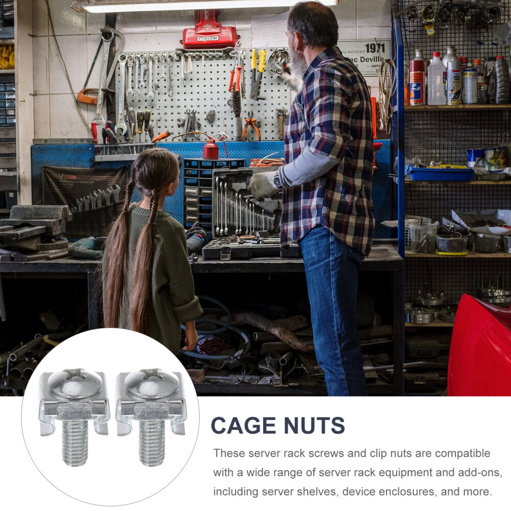 100 Pcs Steel Nut Computer Rack Mount Cage Screws and Nuts to Clamp | eBay