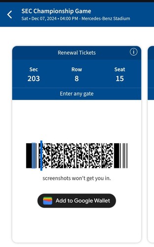 Two tickets to SEC Championship at Mercedes Stadium (Atlanta) = Dec. 7 ...