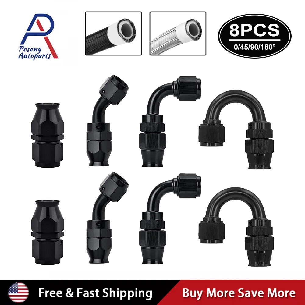 6-12PCS 4AN 6AN 8AN 10AN 12AN PTFE Fuel Oil Gas Hose End Fittings ...