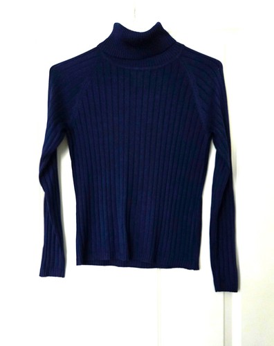 Talbots Indigo Blue Ribbed 100% Silk Turtleneck, Size S | eBay UK