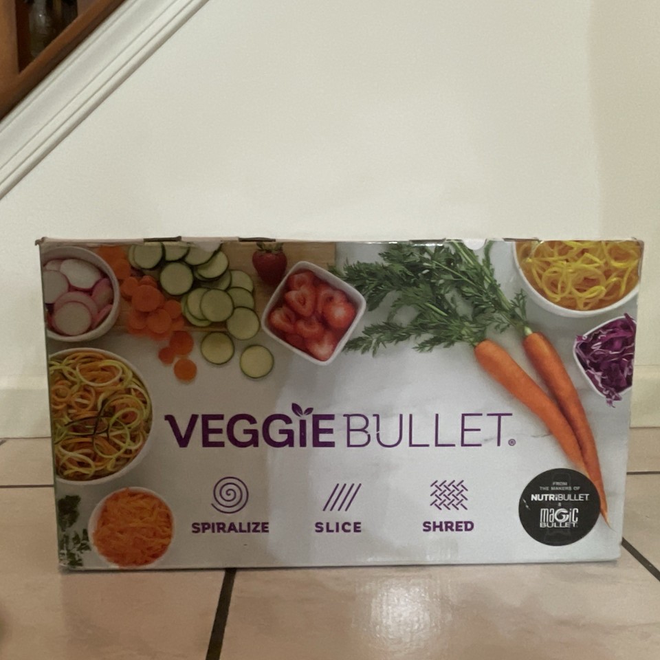 NOB Veggie Bullet 12 piece Set 3 Functions Slice-Shred-Spiralize Food ...