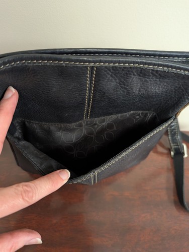 Fossil Purse Black Leather Crosstown Organizer Crossbody Shoulder Bag ...