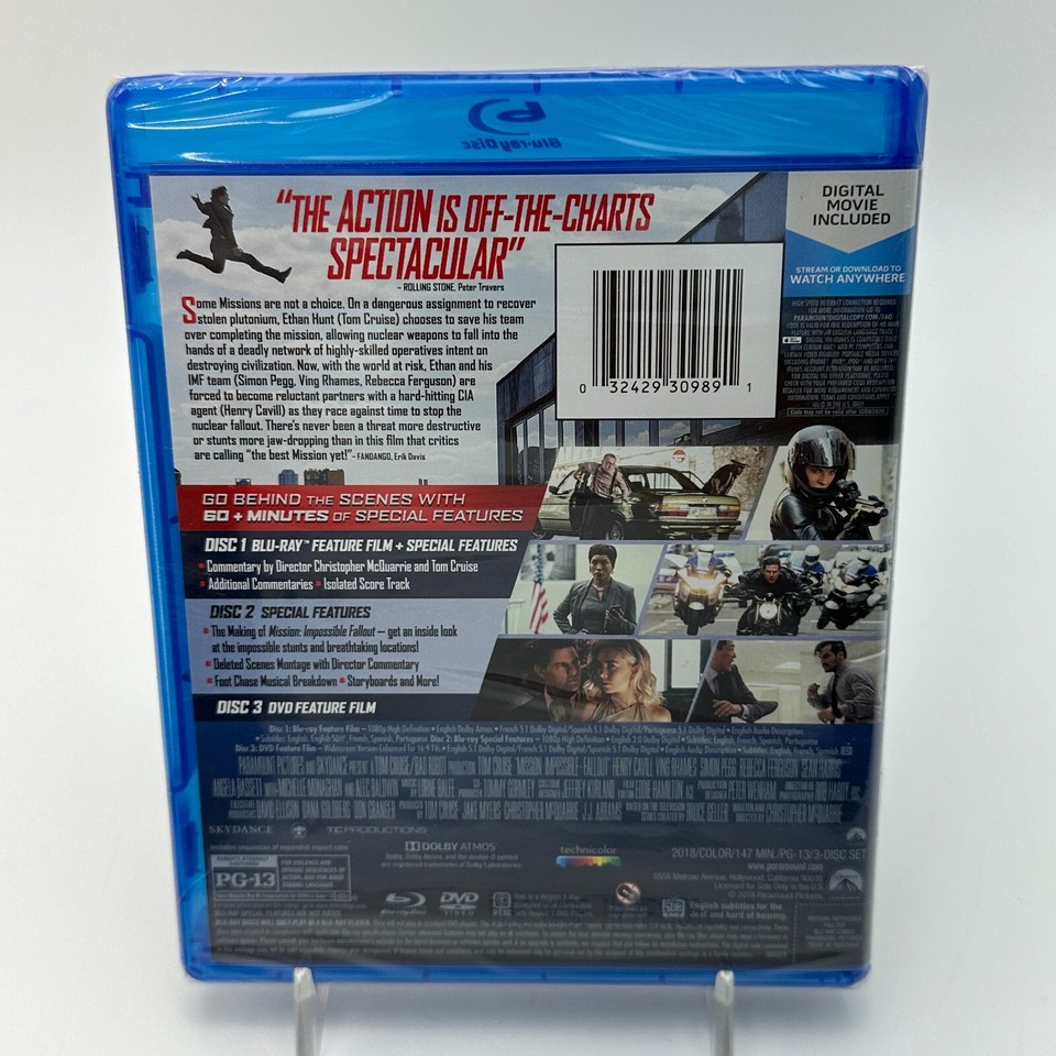 Mission: Impossible Fallout Blu Ray Disc + Digital Code Action Movie ...