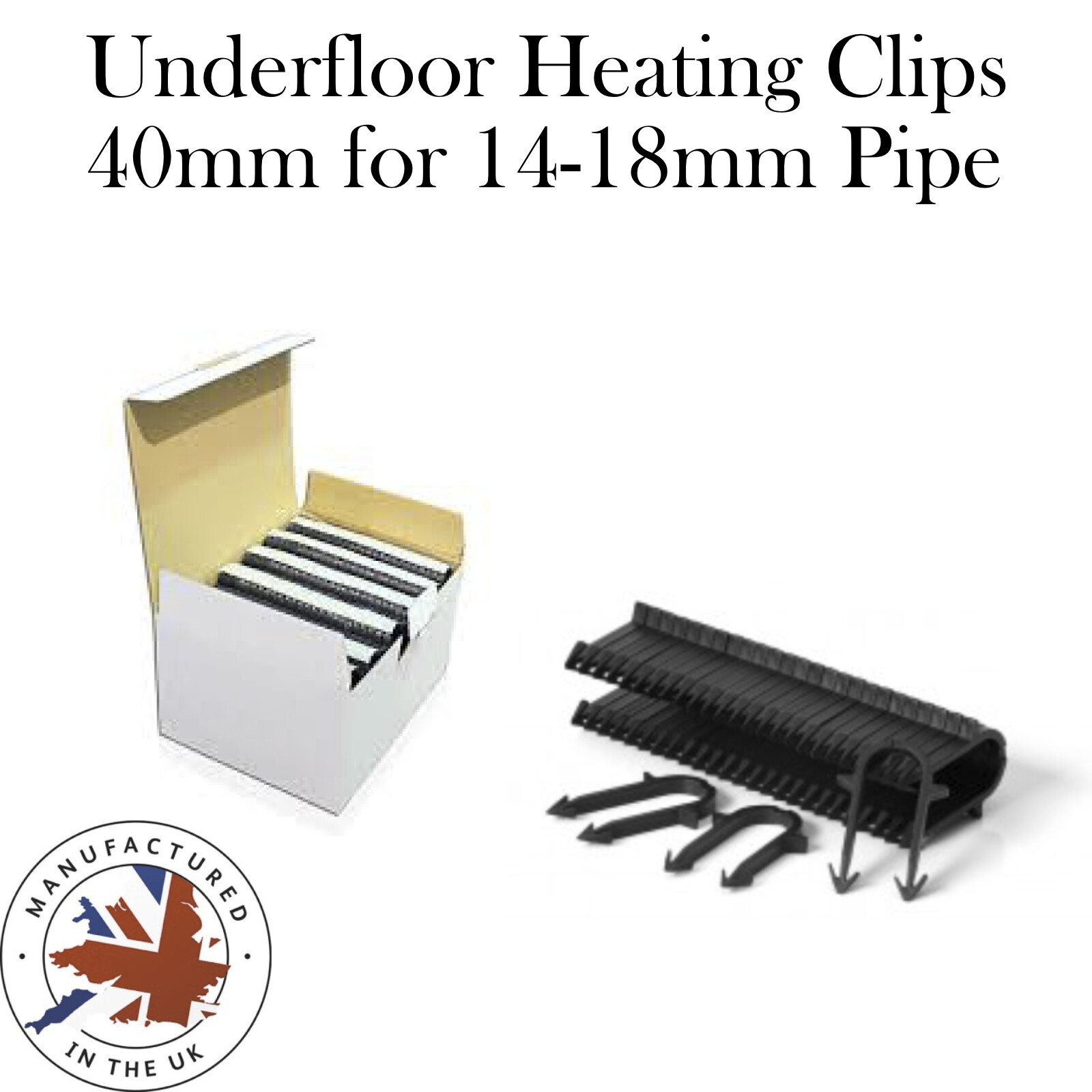 40MM UNDERFLOOR HEATING UFH PIPE CLIP STAPLES FIT 16MM PIPE WORKS WITH ...