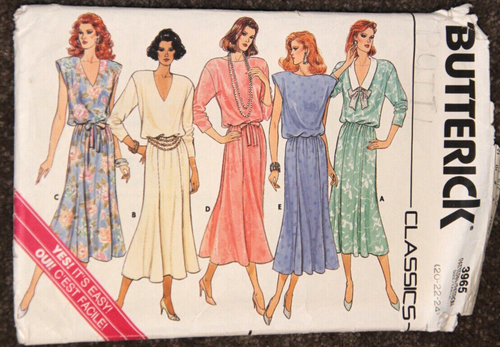 Vintage pattern by Butterick - Style #3965 5 x styles of dress in sizes ...