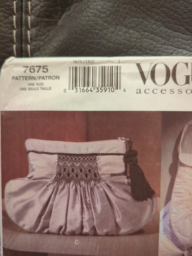 Vogue 7675 Smocked, Beaded Evening Bags in 4 Styles w Inside Pocket UC ...