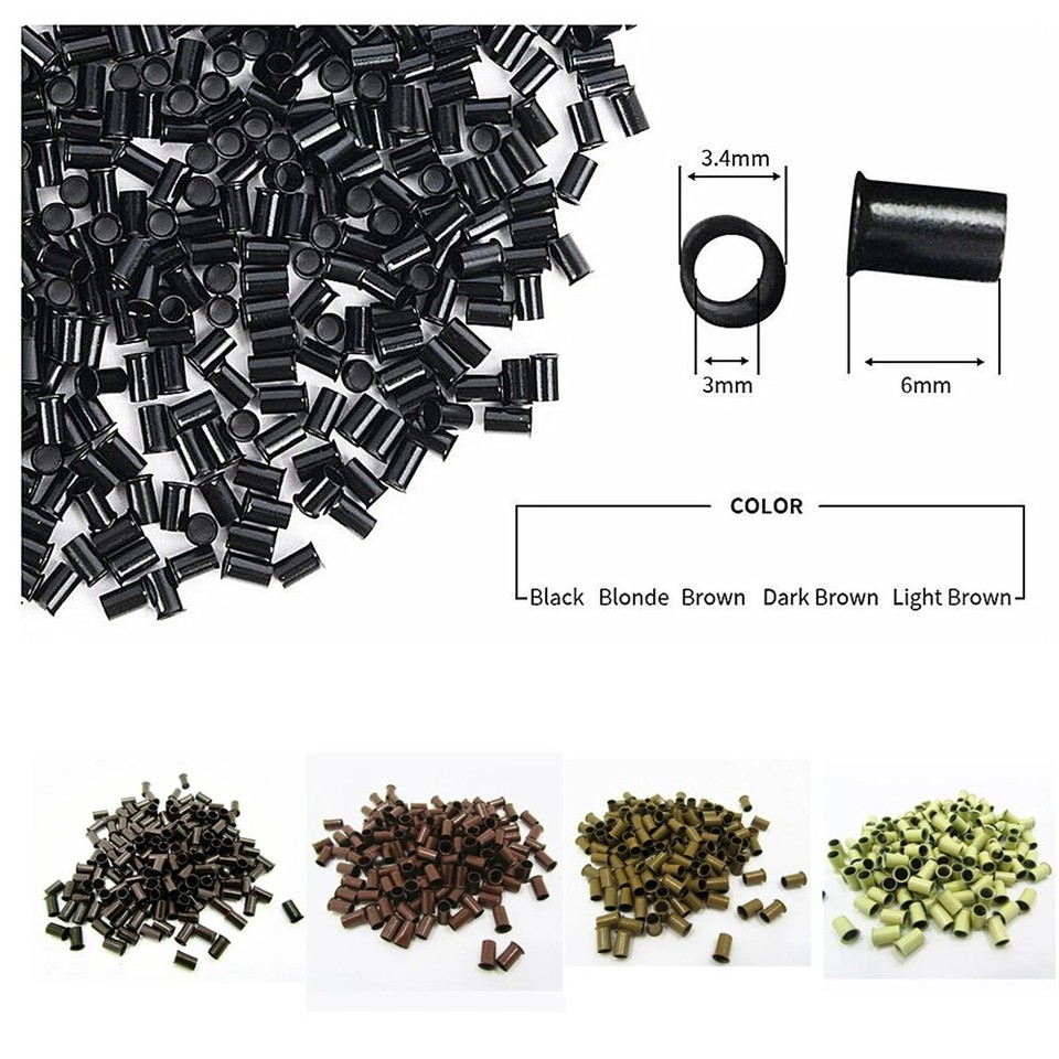 1000pcs Micro Silicone Lined Link Ring Bead for Feather Hair Extension ...