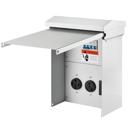 RV Power Outlet Panel with 20, 30, and 50 Amp Receptacles, Prewired and ...