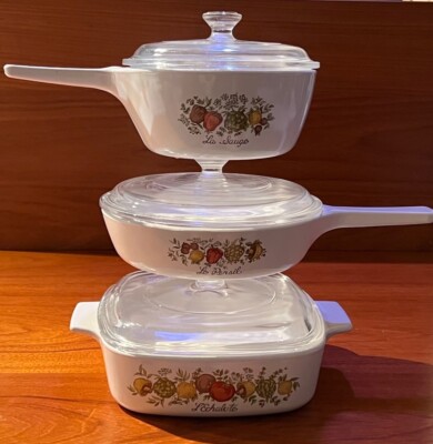 Rare set of 3: VINTAGE CORNING WARE CASSEROLE SET; Colorful SPICE OF ...
