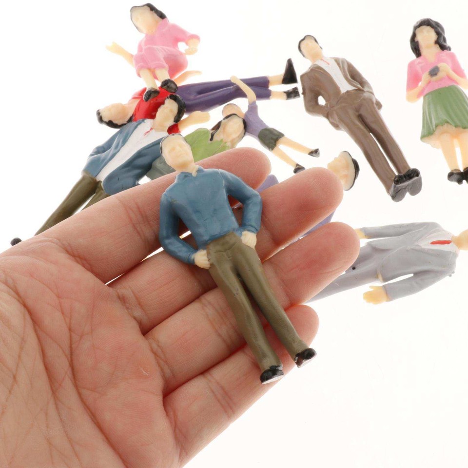 14pcs 1:25 Scale Painted Model Train Sitting/Standing People Figures G ...