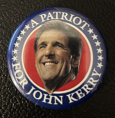 2004 A Patriot For JOHN KERRY Presidential Campaign Blue Button Pin | eBay