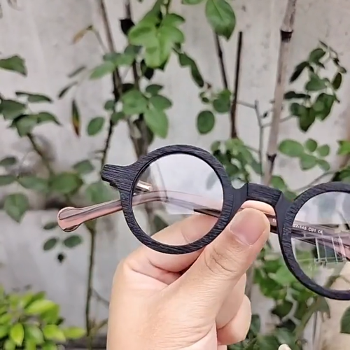 Wood Acetate Retro Eyeglass Frames Round Spectacles Spring Japanese ...