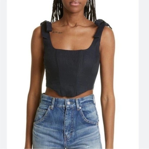 Farm Rio Linen Bow Tie Strap Corset Tank Top | eBay