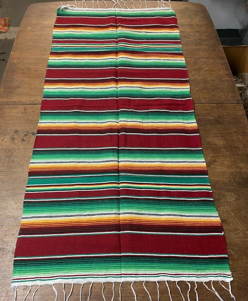 MEXICAN SARAPE , SARAPE TABLE RUNNER ,BLANKET , 56" X 23" , CHOOSE ...