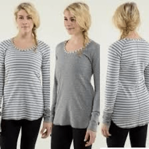 Lululemon Open Your Heart Reversible Long Sleeve Comfy Top Grey Size 4 ...
