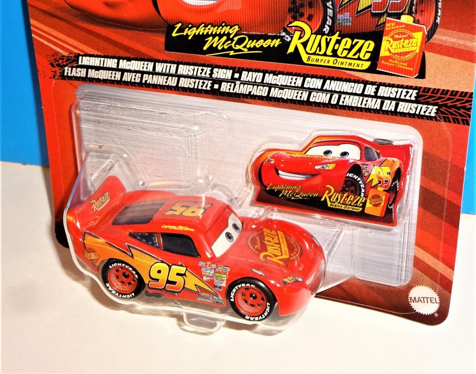 Disney Pixar CARS Lightning McQueen Rust-eze w/ Rusteze Sign | eBay
