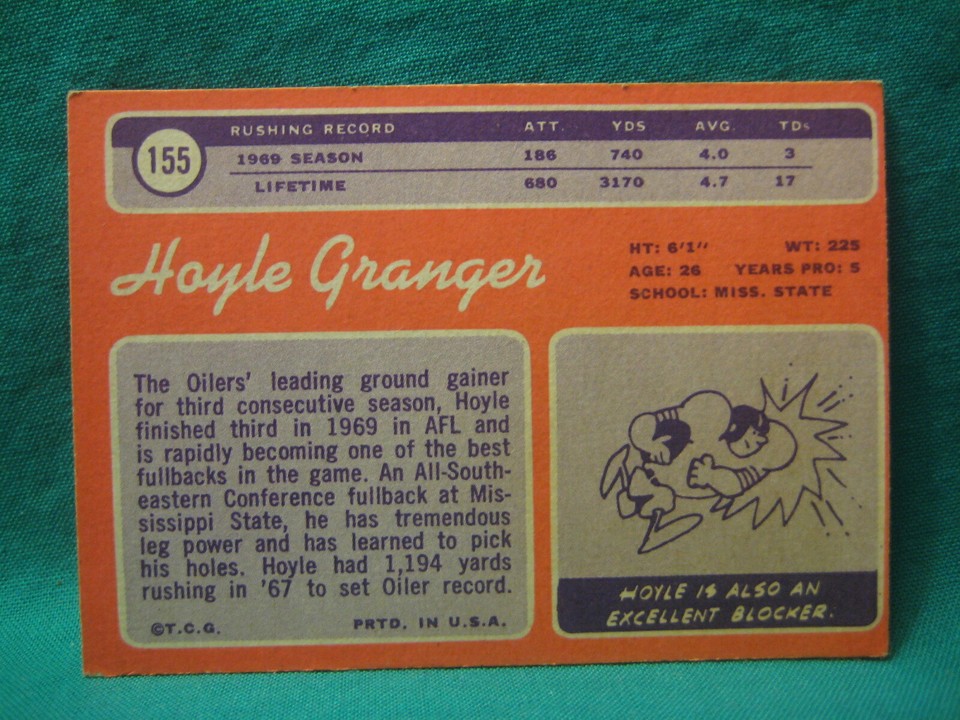 1970 Topps #155-Hoyle Granger-Houston Oilers | eBay
