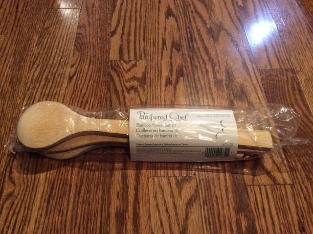 Pampered Chef Bamboo Spoon Set of 3 #1672 for sale online | eBay