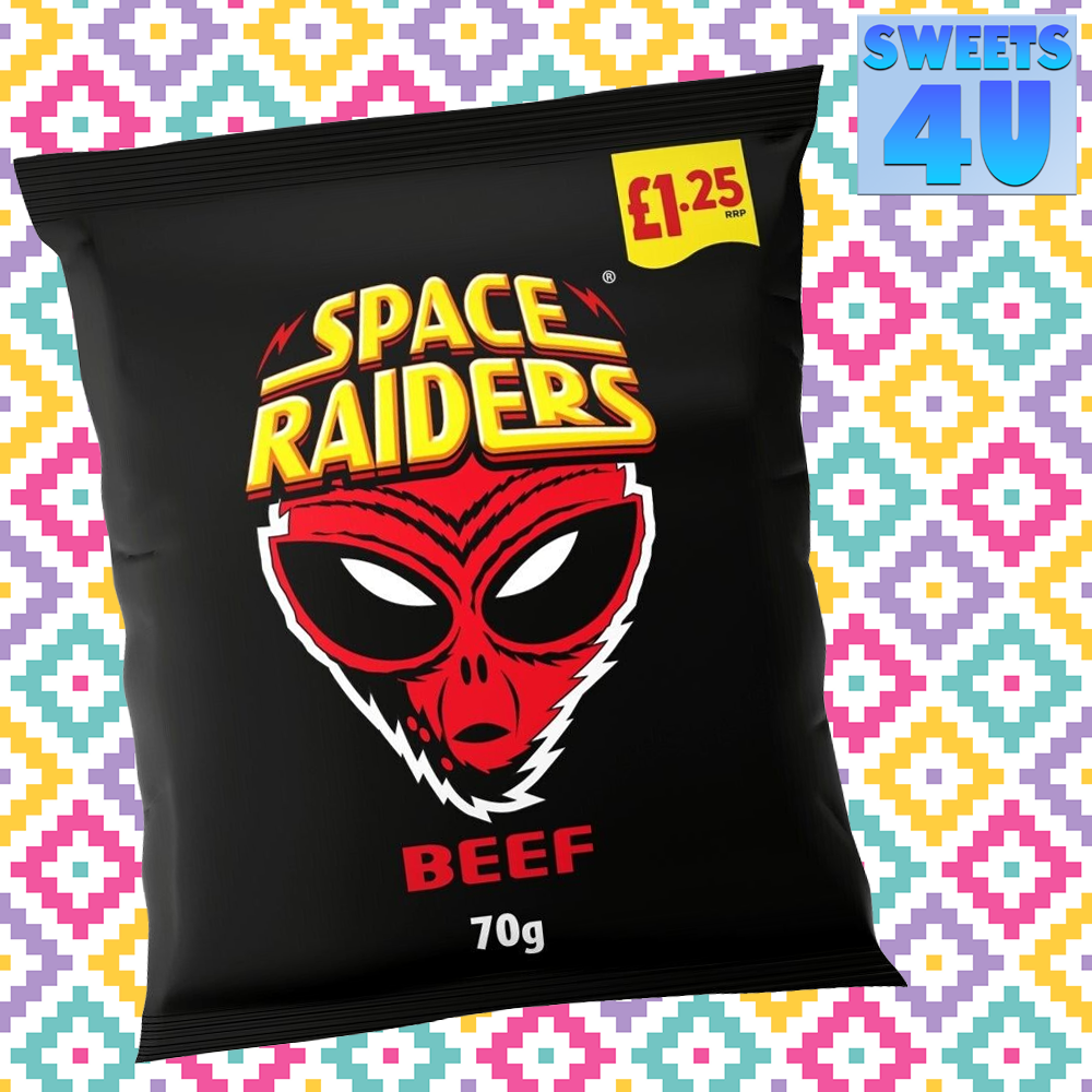 SPACE RAIDERS BEEF CRISPS £1.25 BAG 70g - BOX OF 20 PACKS ONLY £21.69 ...