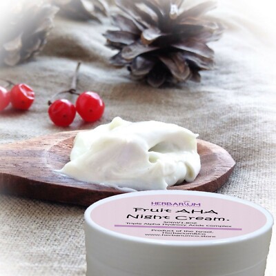 Fruit AHA Night Face Cream Organic Triple Alpha Hydroxy Acids Complex ...