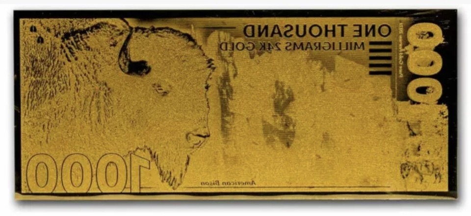HOT DEAL! 2 x 1 Gram 999 Gold Multi-Color Bison 24K Aurum Notes 2000mg ...