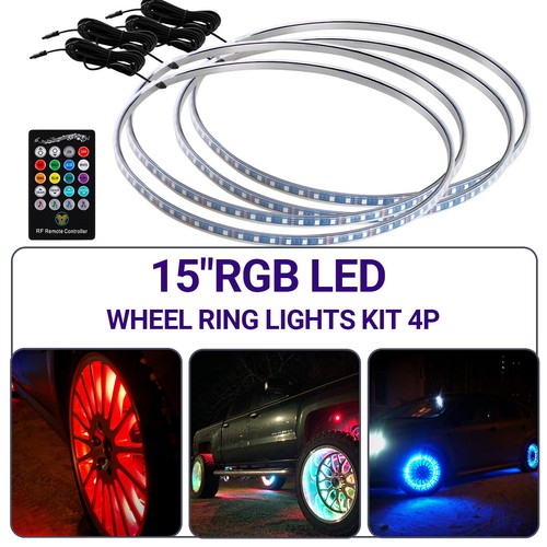 For Truck Car Rim Lights Bluetooth APP RGB Wheel Ring Lights LED Light ...