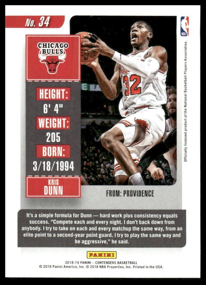 2018-19 Panini Contenders #34 Kris Dunn | eBay