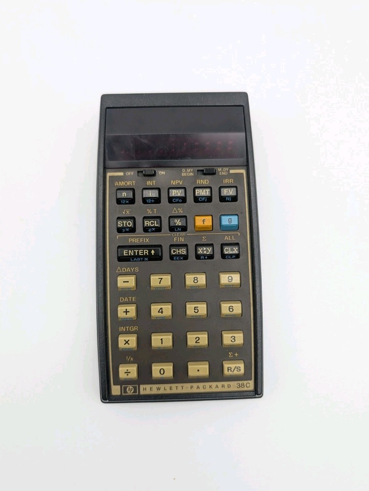 HP 38C Vintage Red LED Calculator w/ Case & Battery - For Parts Or ...