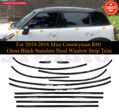 For 2010-2016 Mini Countryman R60 Gloss Black Stainless Steel Window ...
