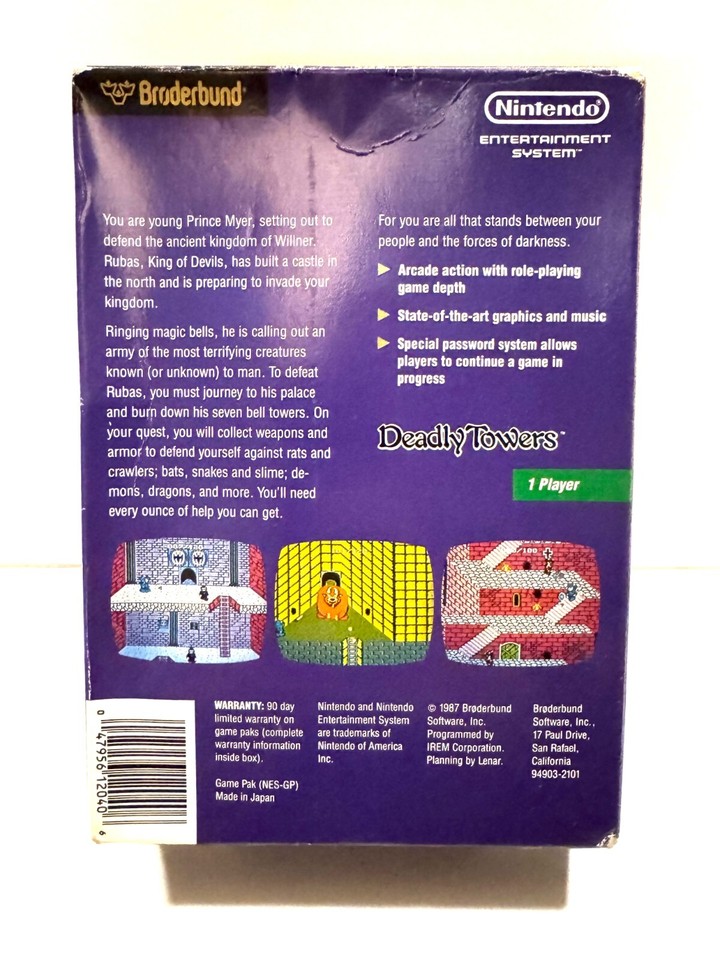 Deadly Towers NES Original Game (Nintendo Entertainment System, 1987 ...