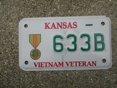 Kansas Vietnam Veteran motorcycle license plate # 633B | eBay