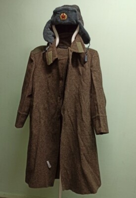 USSR Military Jacket Soldier Overcoat Soviet Army Shinel 56-3 + Ushanka ...