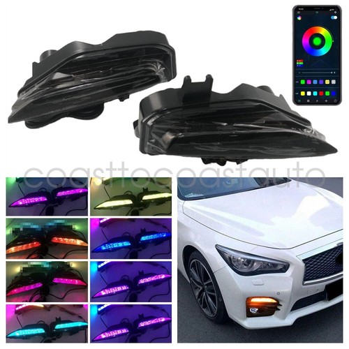RGB Smoked LED Sequential Signal Fog Lights For Infiniti Q50 Q50S Sport ...
