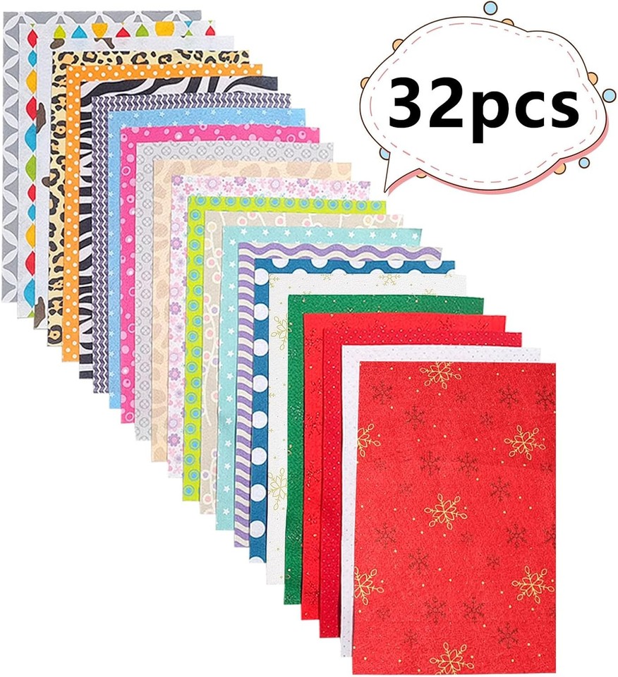Jtnohx Pattern Felt Sheets, Printed Felt Fabric, 23 Pcs Colour Fabric ...