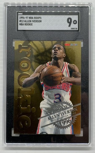 1996-97 Hoops Allen Iverson NBA Rookie Card RC #12 SGC 9 Mint 76ers | eBay